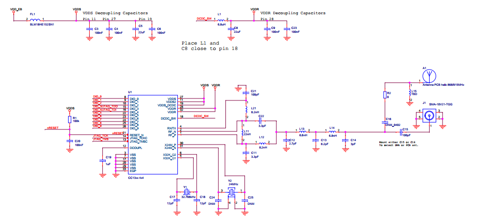 Brief introduction of CC1310 circuit design - Radio modules, Dongles